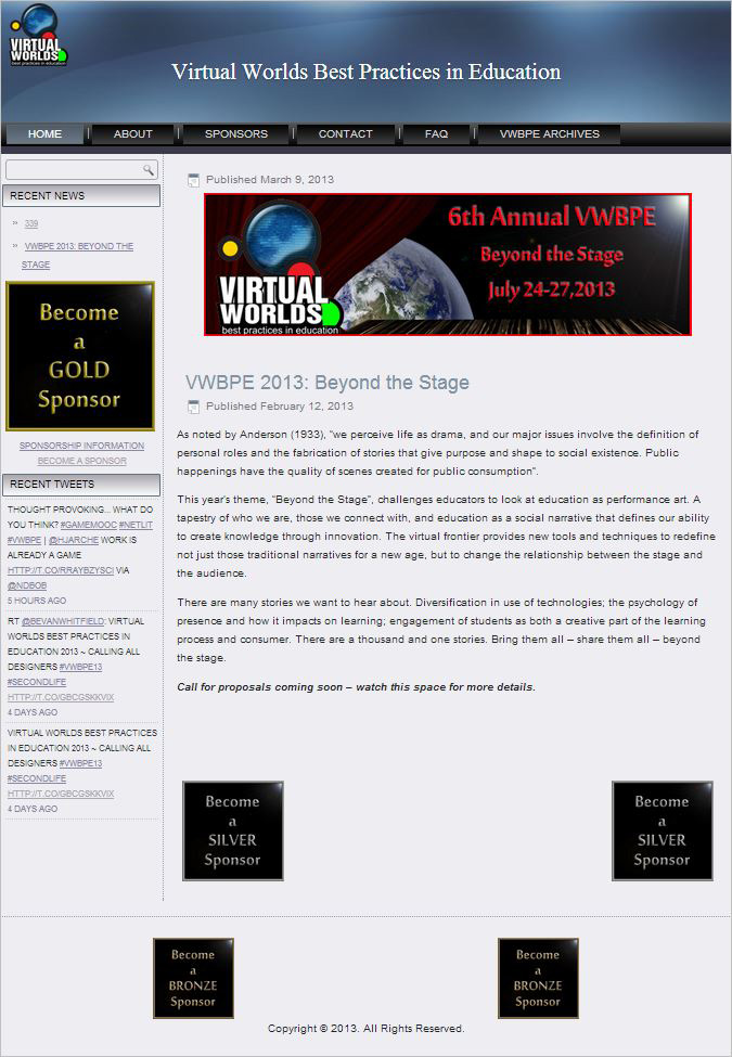 Sponsor Placement | Virtual Worlds Best Practices in Education